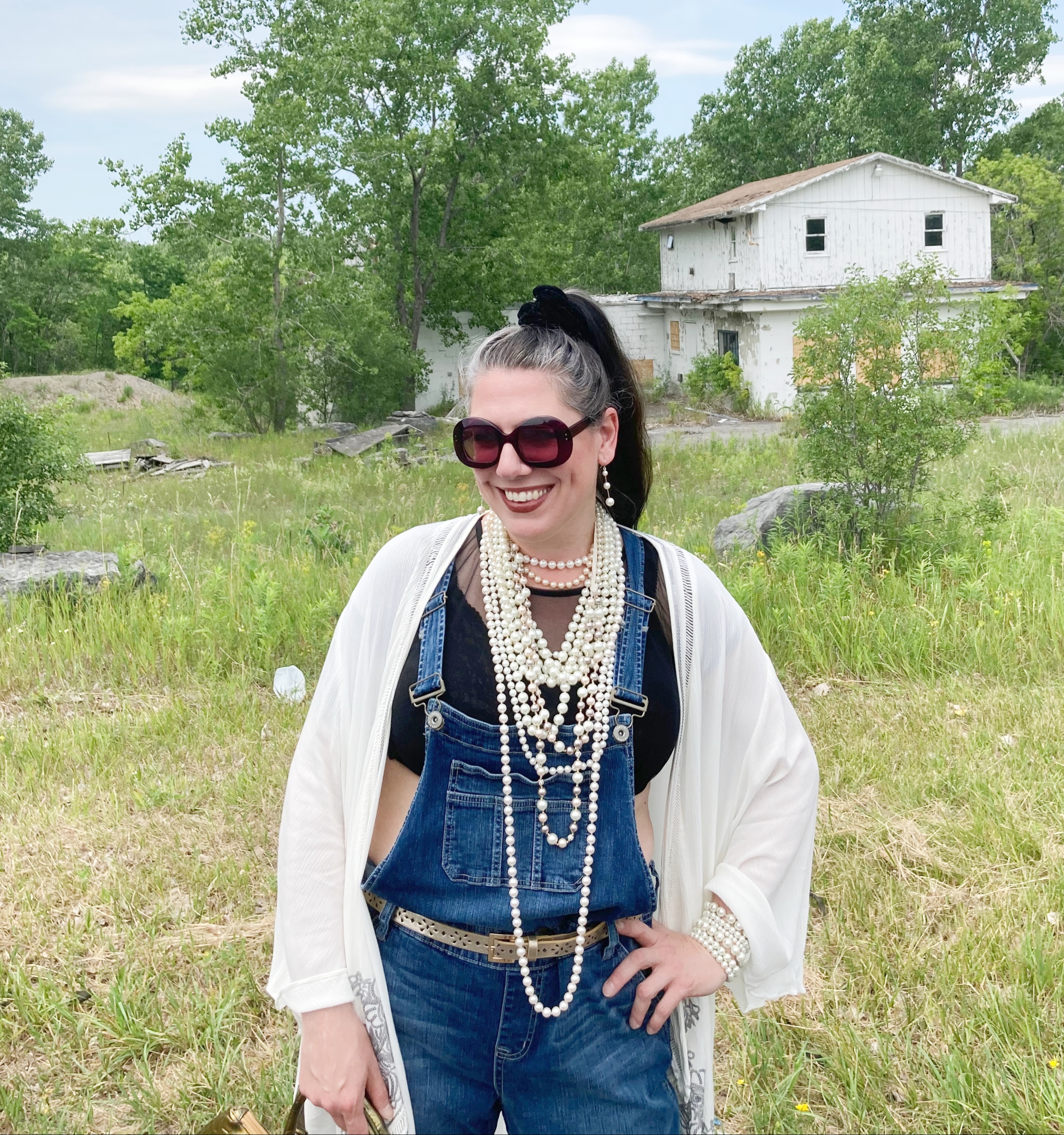 Denim Overalls and Pearls & Link Up On the Edge #261 – Shelbee on the Edge